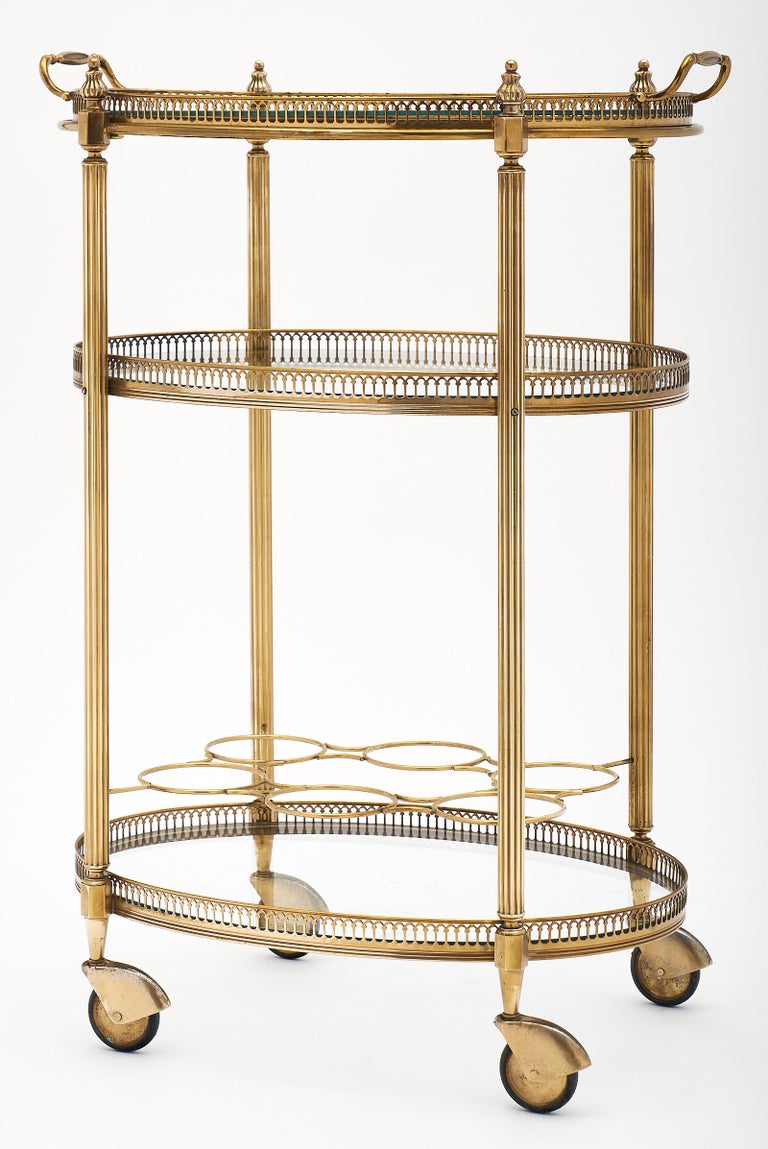 Brass Oval Art Deco Period Bar Cart at 1stDibs