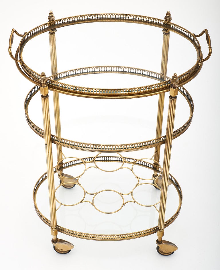 Brass Oval Art Deco Period Bar Cart at 1stDibs
