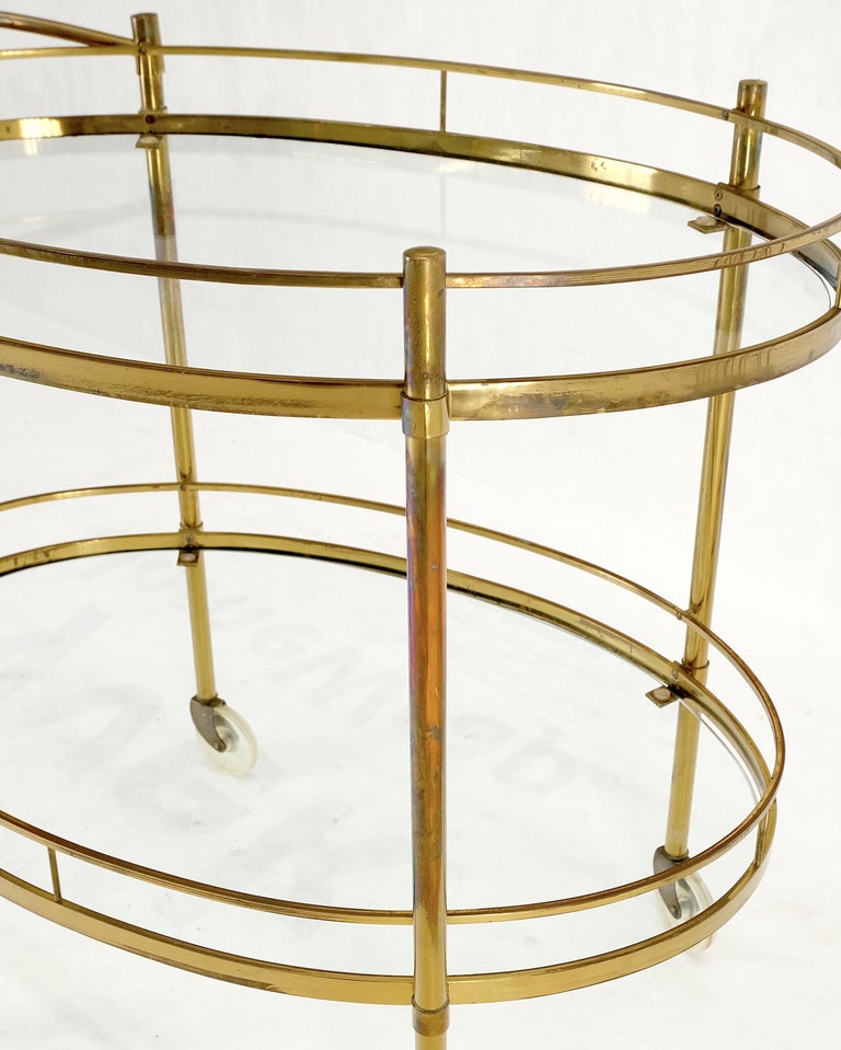 Brass Oval Glass Shelves Tea Bar Serving Cart Italian Mid-Century ...