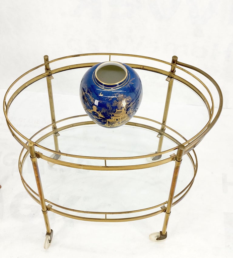 Brass Oval Glass Shelves Tea Bar Serving Cart Italian Mid-Century ...