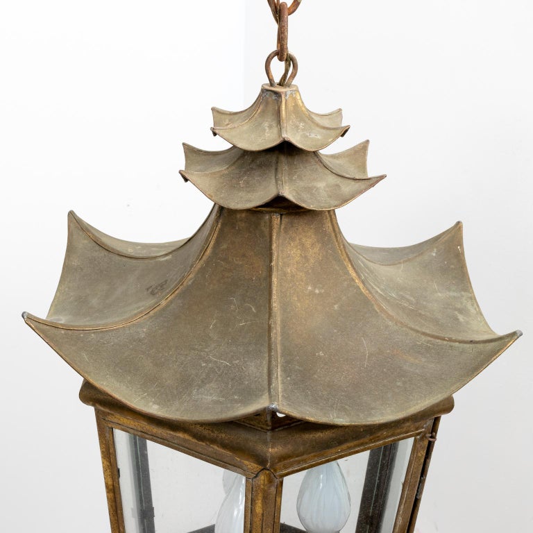Brass Pagoda Ceiling Light Fixture at 1stDibs