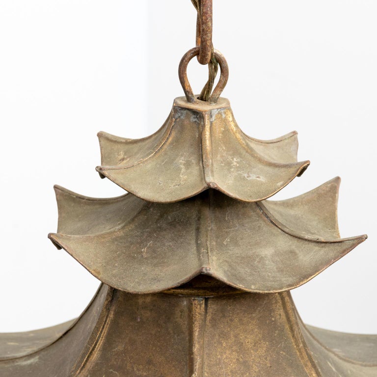 Brass Pagoda Ceiling Light Fixture at 1stDibs