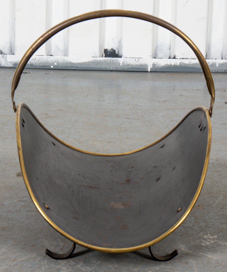 Brass Parcel Ebonized Log Holder at 1stDibs