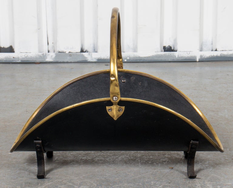 Brass Parcel Ebonized Log Holder at 1stDibs