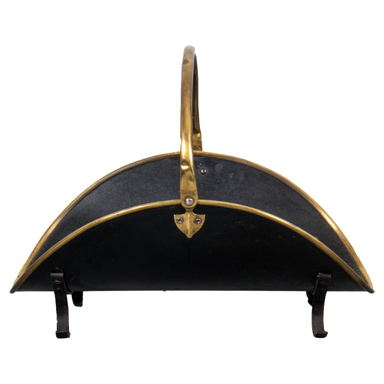 Brass Parcel Ebonized Log Holder at 1stDibs