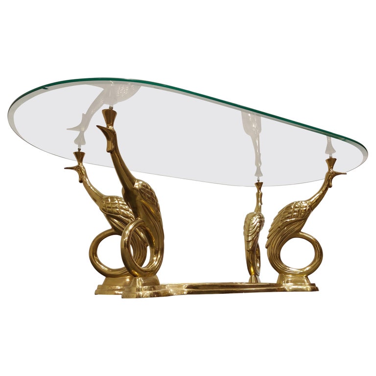 Brass Peacock Coffee Table, 1970s at 1stDibs