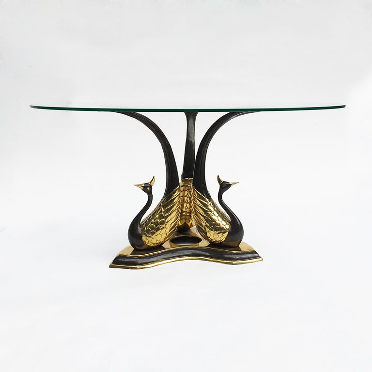 Brass Peacock Side or Coffee Table 1970s Glamour Vintage Hollywood ...