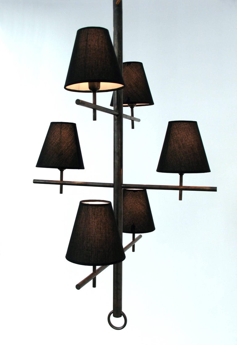 Brass Pendant "Stix" with Three Arms and Six Lights, Made in Italy For ...