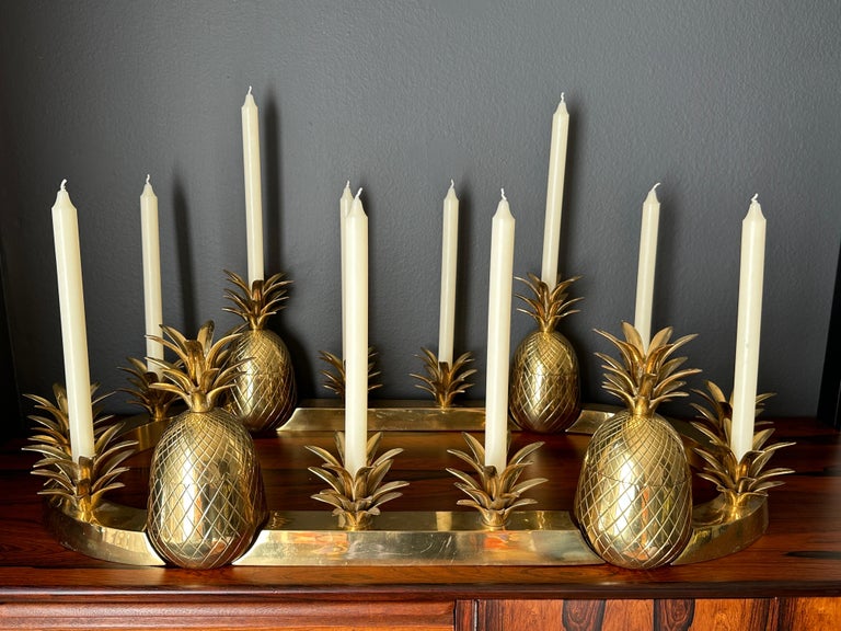 Brass Pineapple Centerpiece Candleholder Candy Dish For Sale at 1stDibs