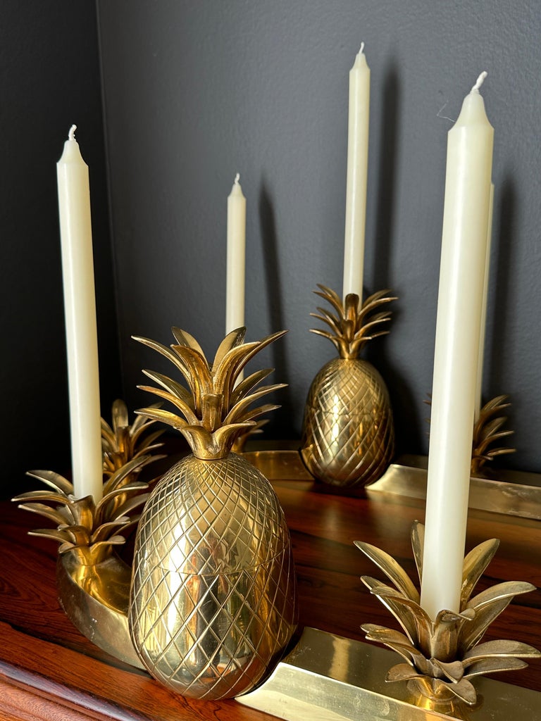 Brass Pineapple Centerpiece Candleholder Candy Dish For Sale at 1stDibs