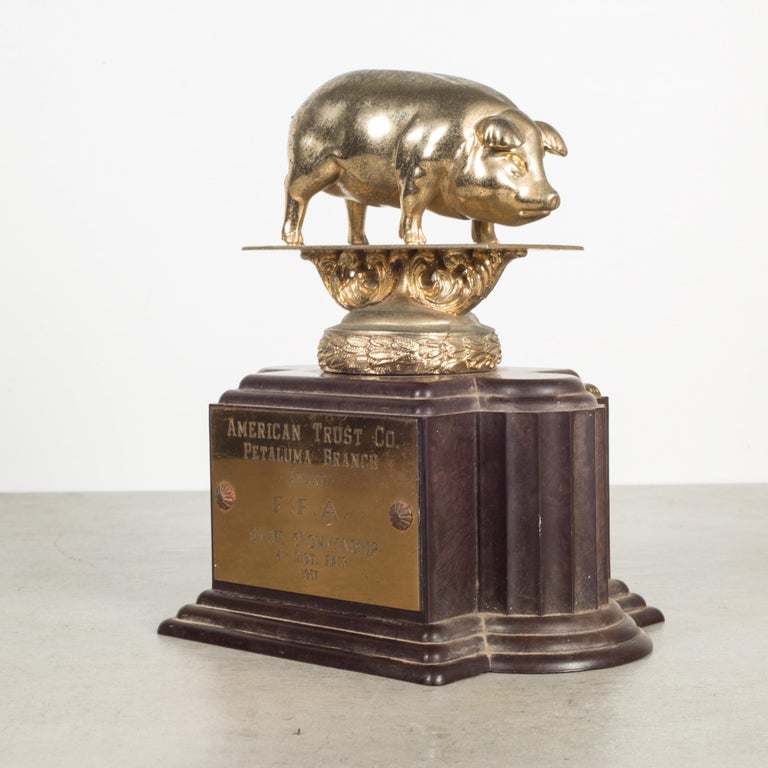 Brass Plated "Swine Showmanship" Trophy with Bakelite Base, c.1951 at ...