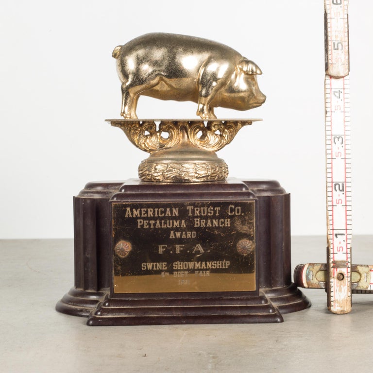 Brass Plated "Swine Showmanship" Trophy with Bakelite Base, c.1951 at ...