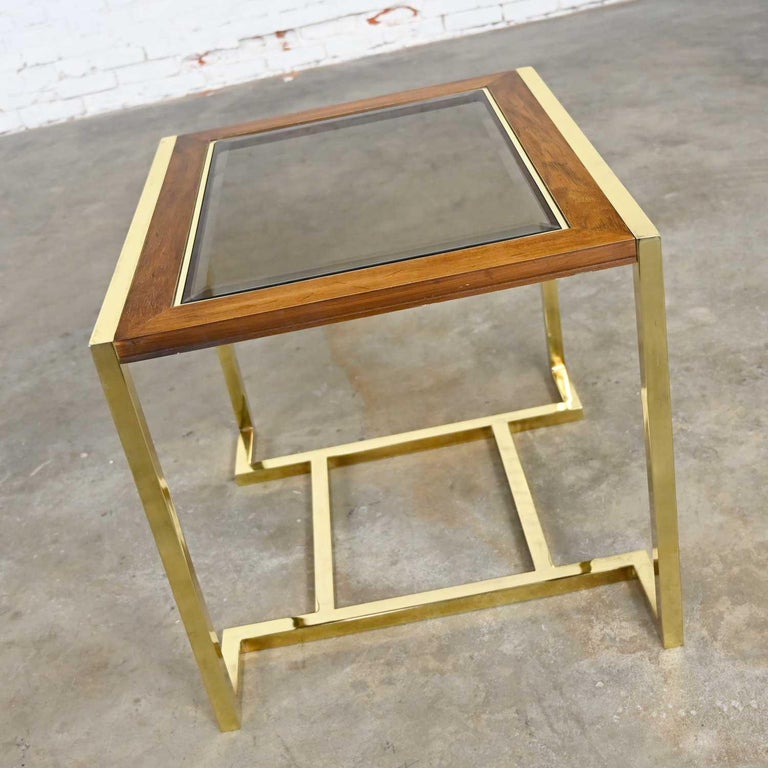 Brass Plated Wood and Glass End Table by Thomasville Furn Style Milo ...
