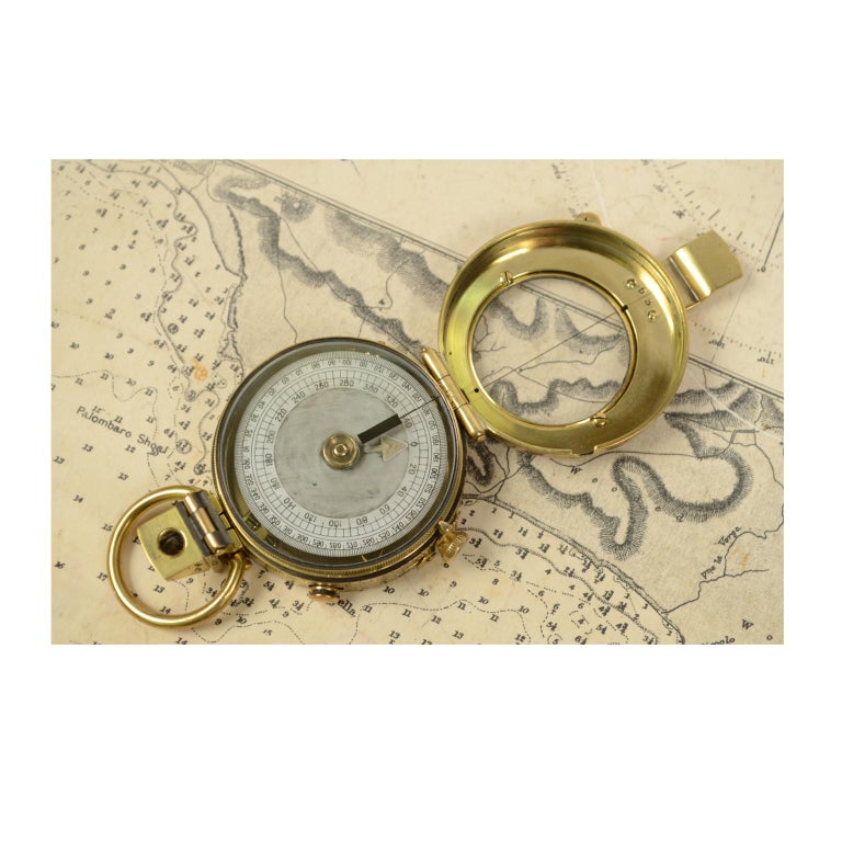 Brass Prismatic Bearing Compass, 1918 at 1stDibs
