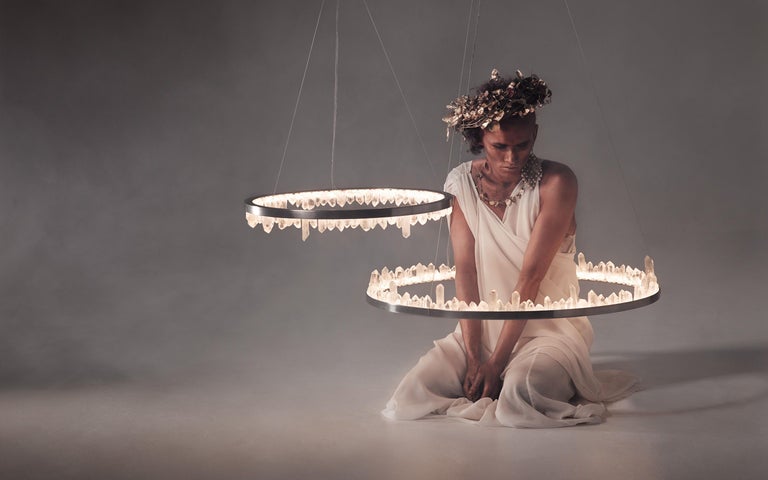 Brass and Quartz Crystal Light Sculpture, Prometheus I 1200 by ...