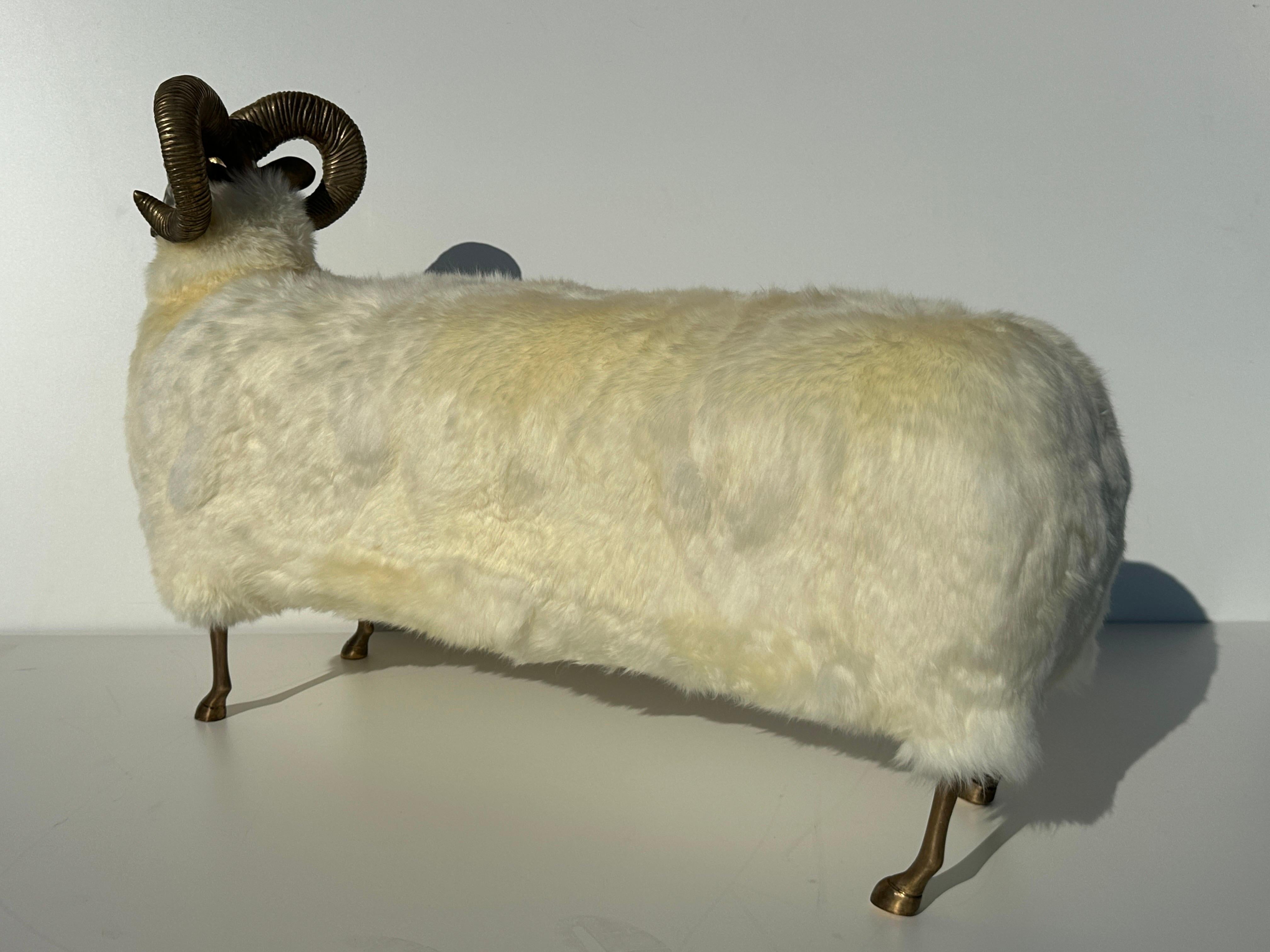 Brass Ram Sculpture Bench For Sale at 1stDibs