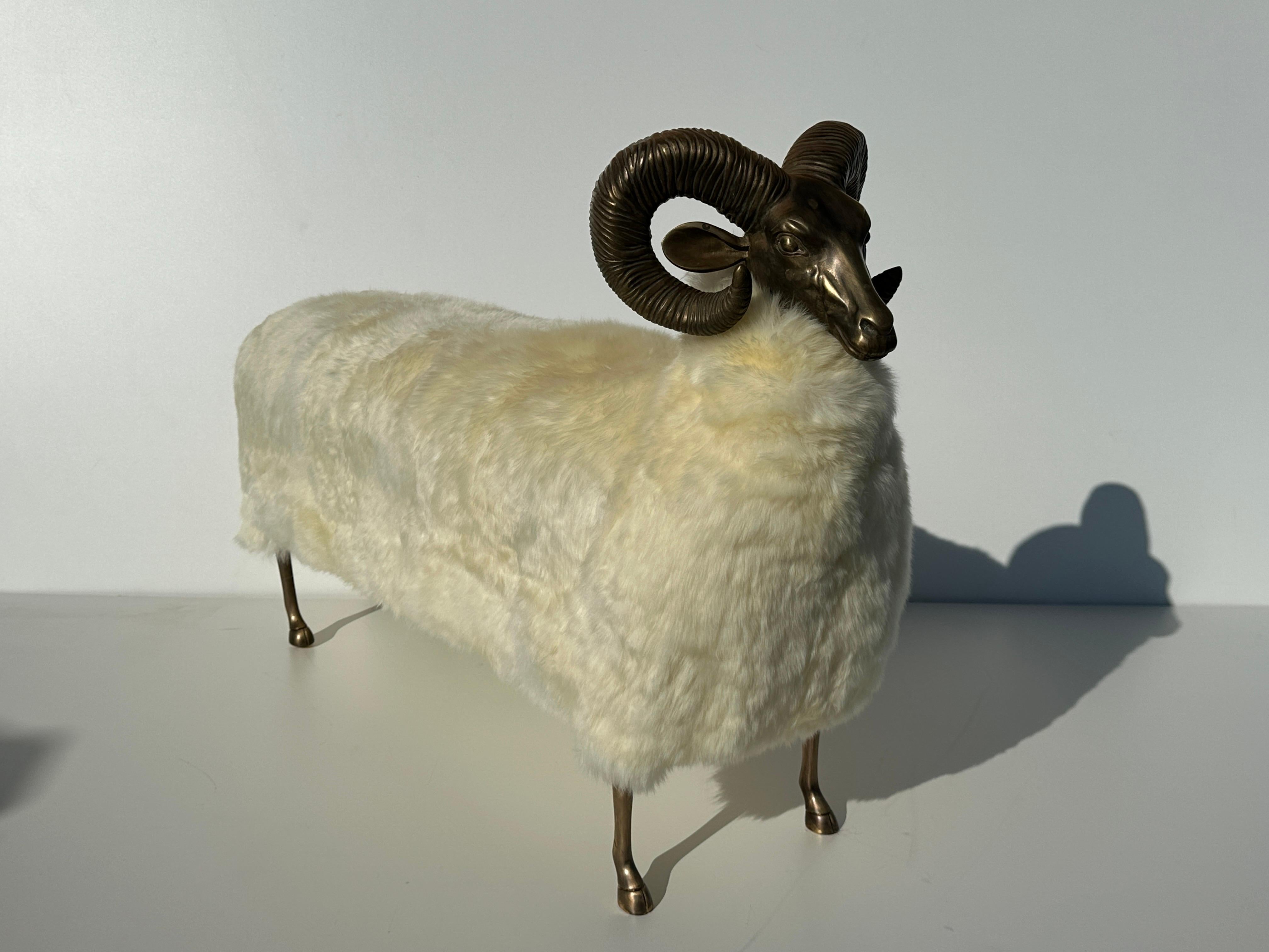 Brass Ram Sculpture Bench For Sale at 1stDibs