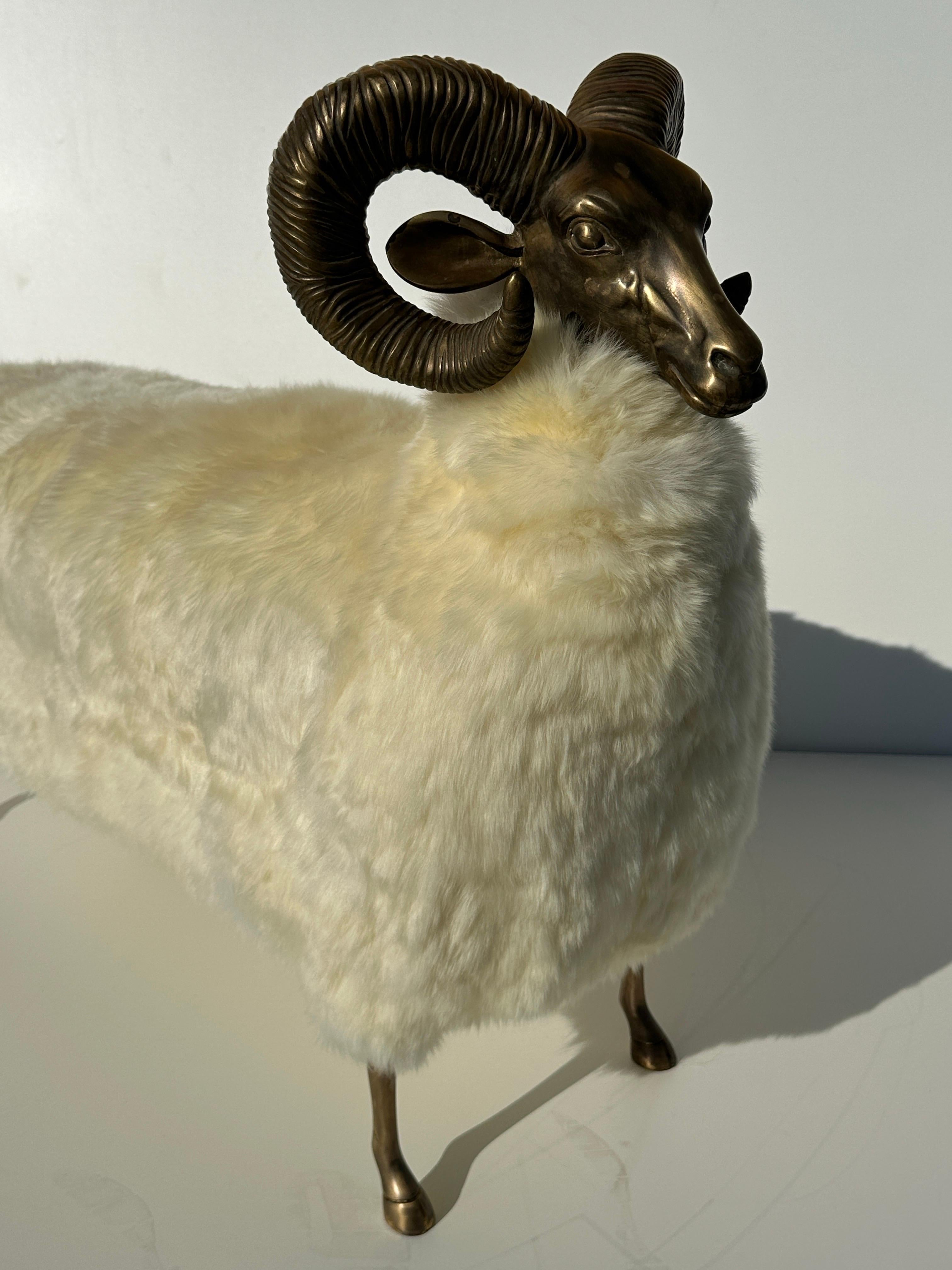 Brass Ram Sculpture Bench For Sale at 1stDibs