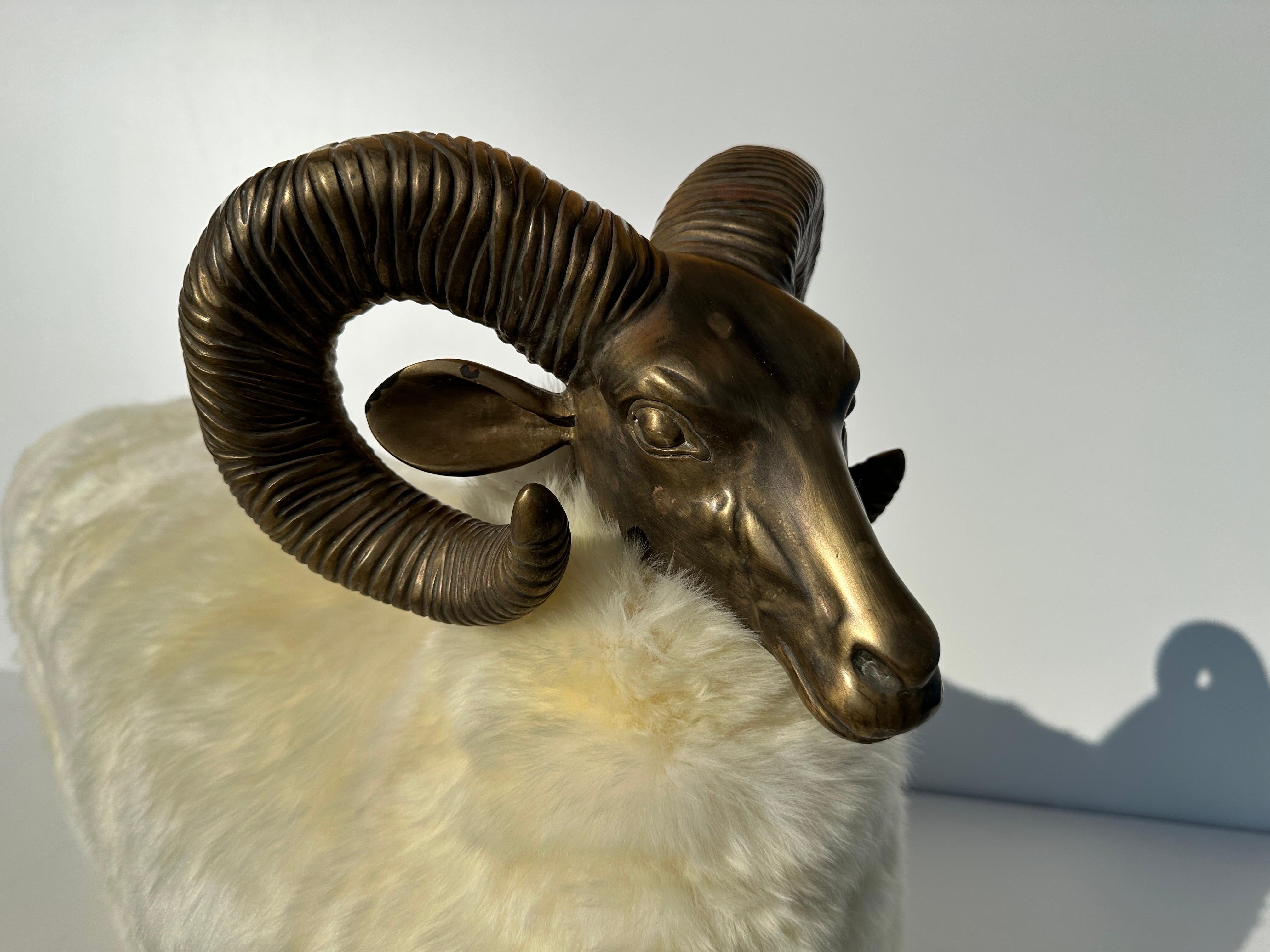 Brass Ram Sculpture Bench For Sale at 1stDibs