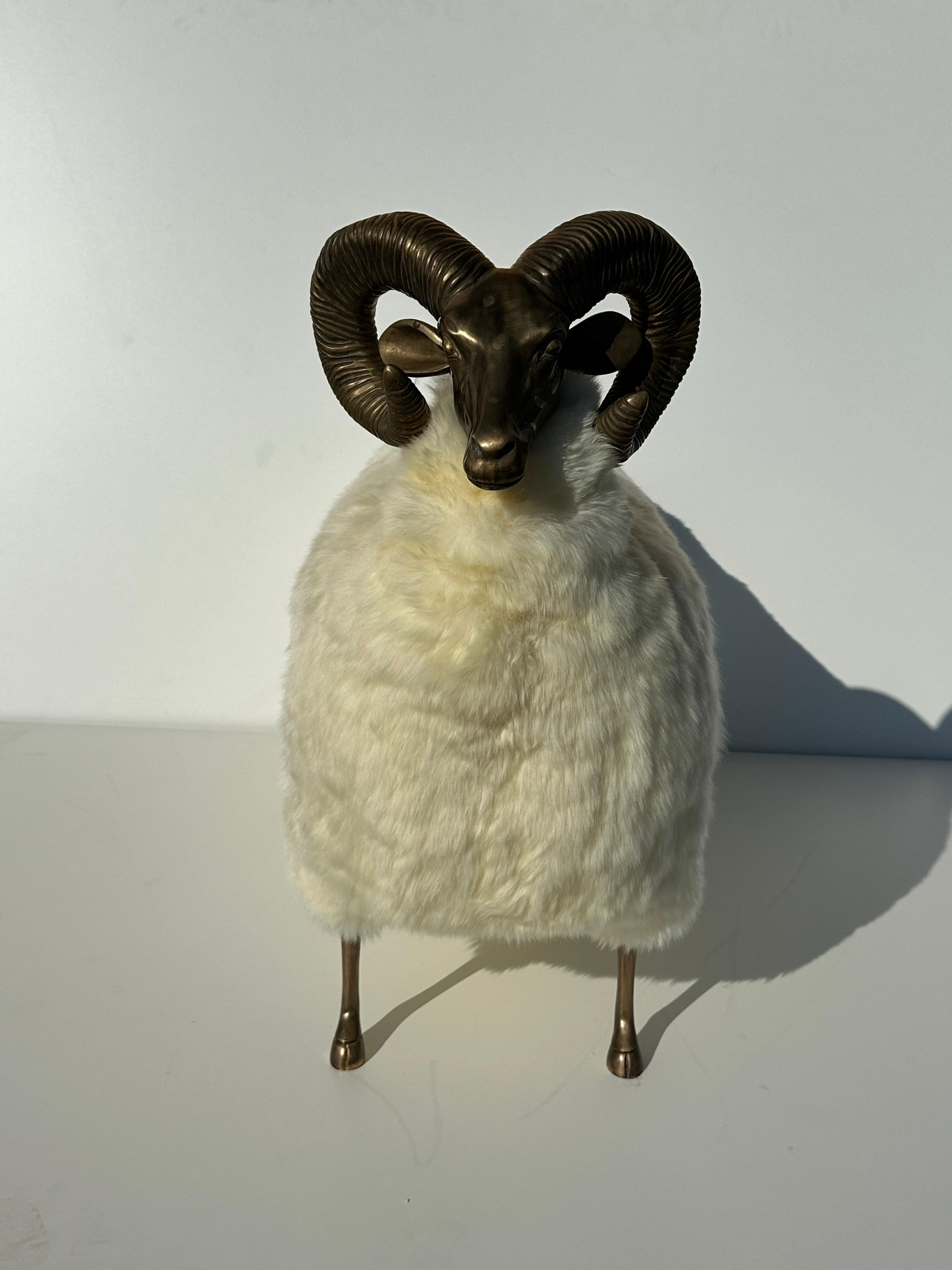 Brass Ram Sculpture Bench For Sale at 1stDibs
