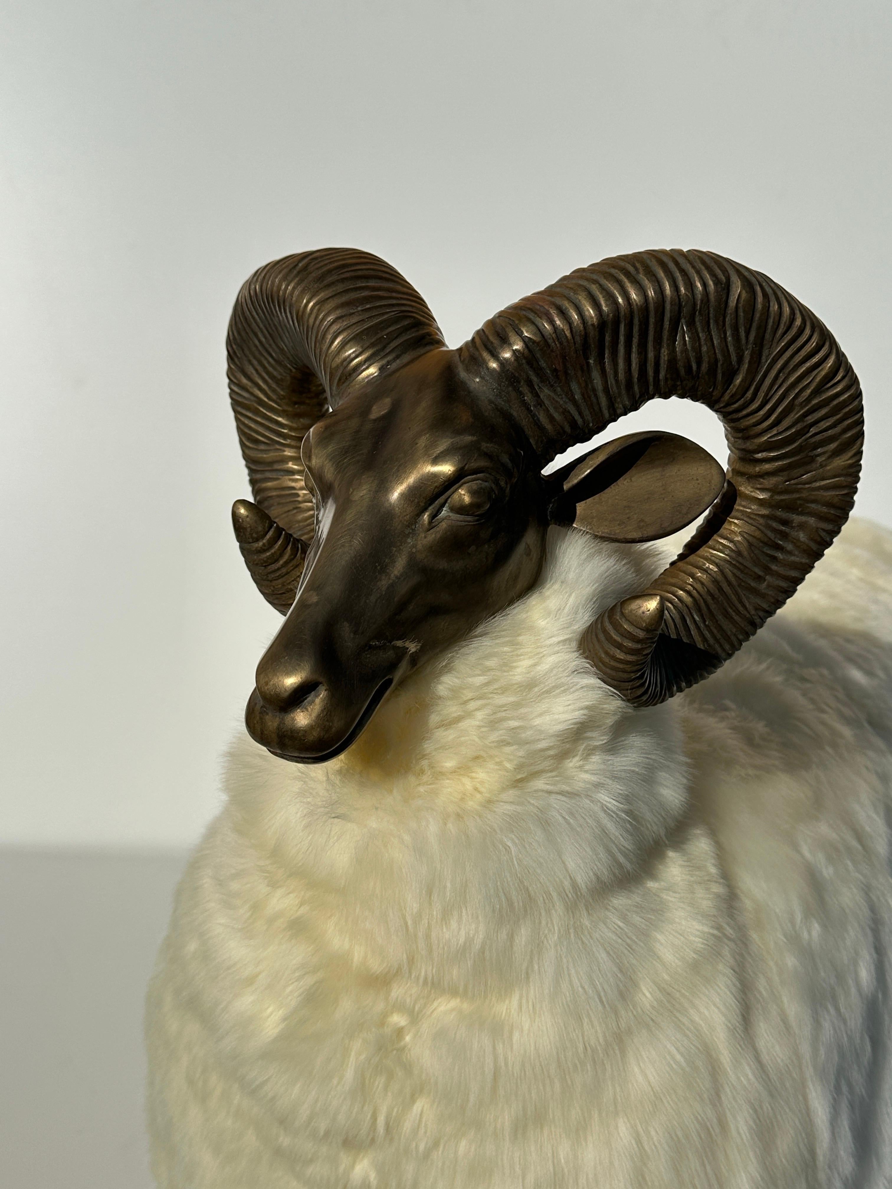 Brass Ram Sculpture Bench For Sale at 1stDibs