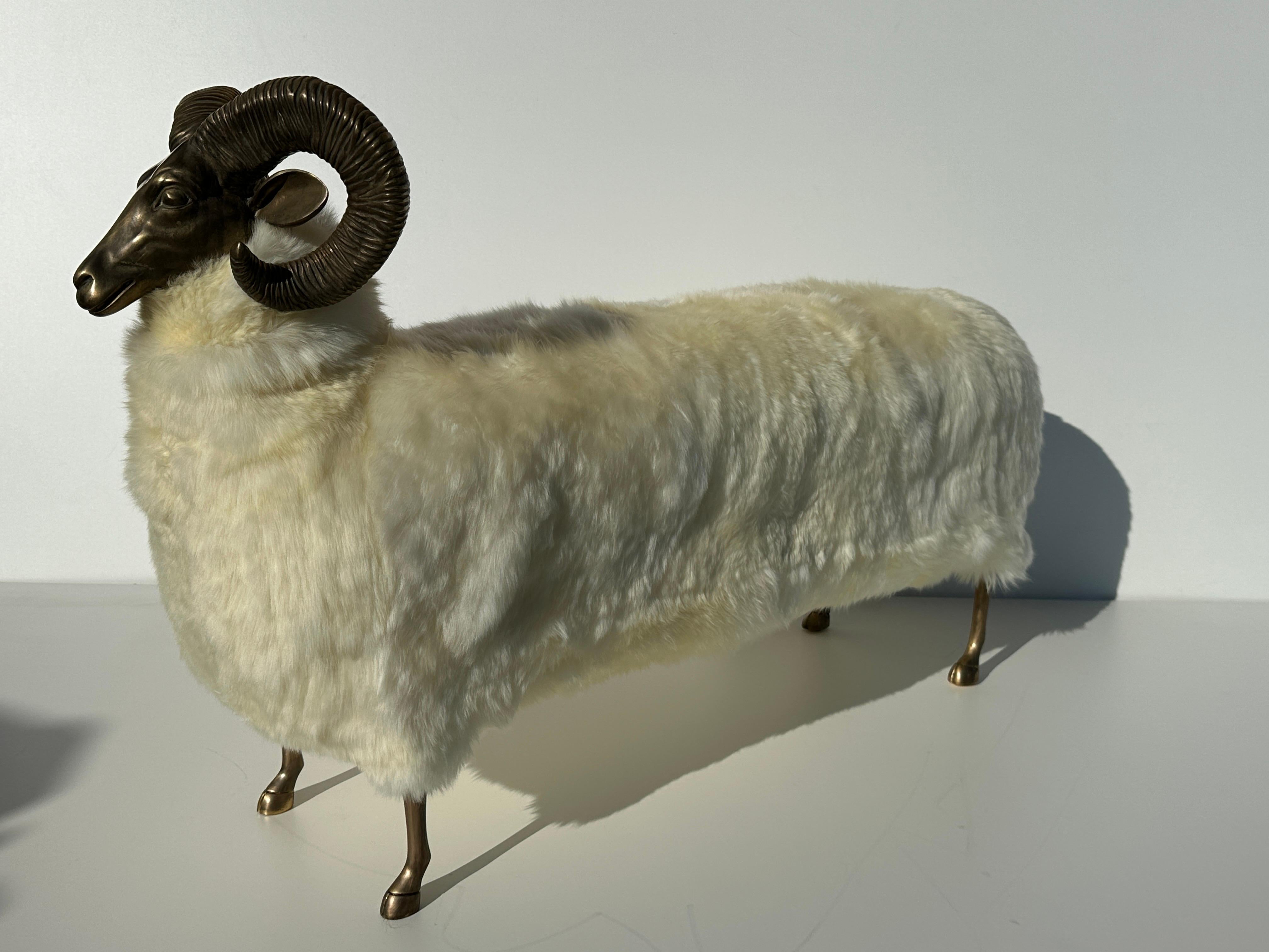 Brass Ram Sculpture Bench For Sale at 1stDibs