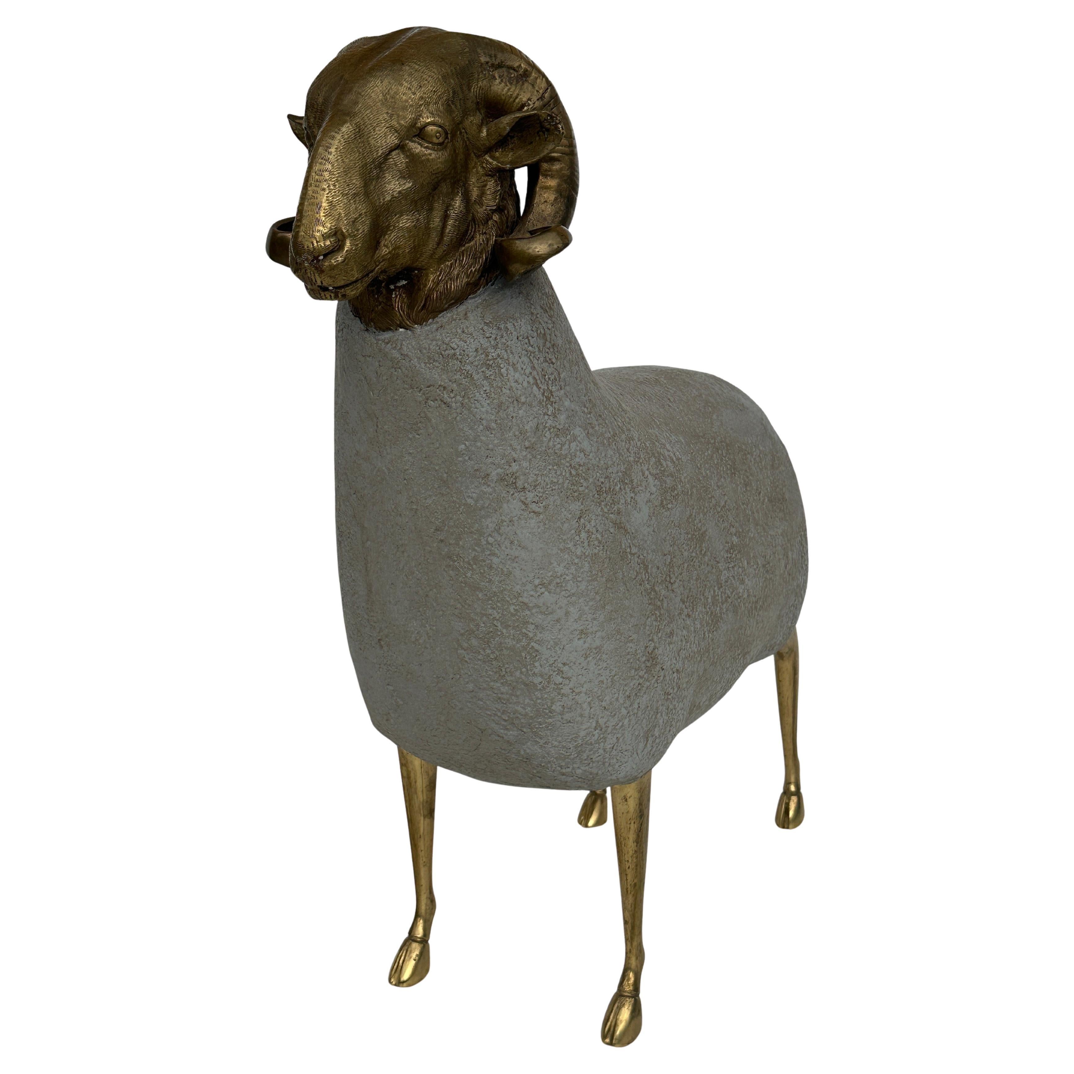 Large Italian Ceramic Bighorn Ram Sculpture For Sale at 1stDibs