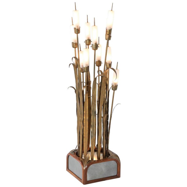 Brass Reed Floor Lamp from the 1930s For Sale at 1stDibs