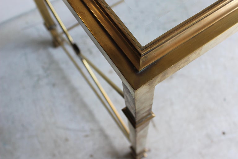 Brass Regency Style Desk with Glass Top at 1stDibs