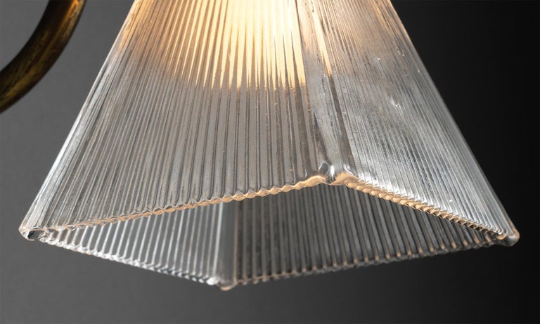 Brass and Ribbed Glass Sconce, England, circa 1920 For Sale at 1stDibs