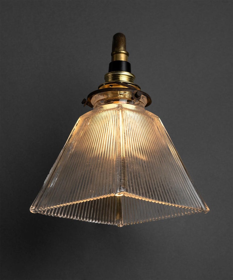 Brass and Ribbed Glass Sconce, England, circa 1920 For Sale at 1stDibs