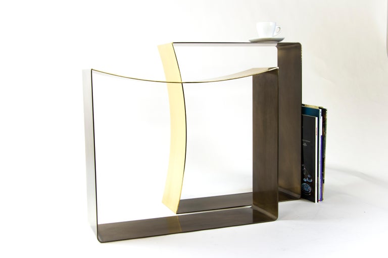 Brass Ribbon Stool by Gentner Design For Sale at 1stDibs