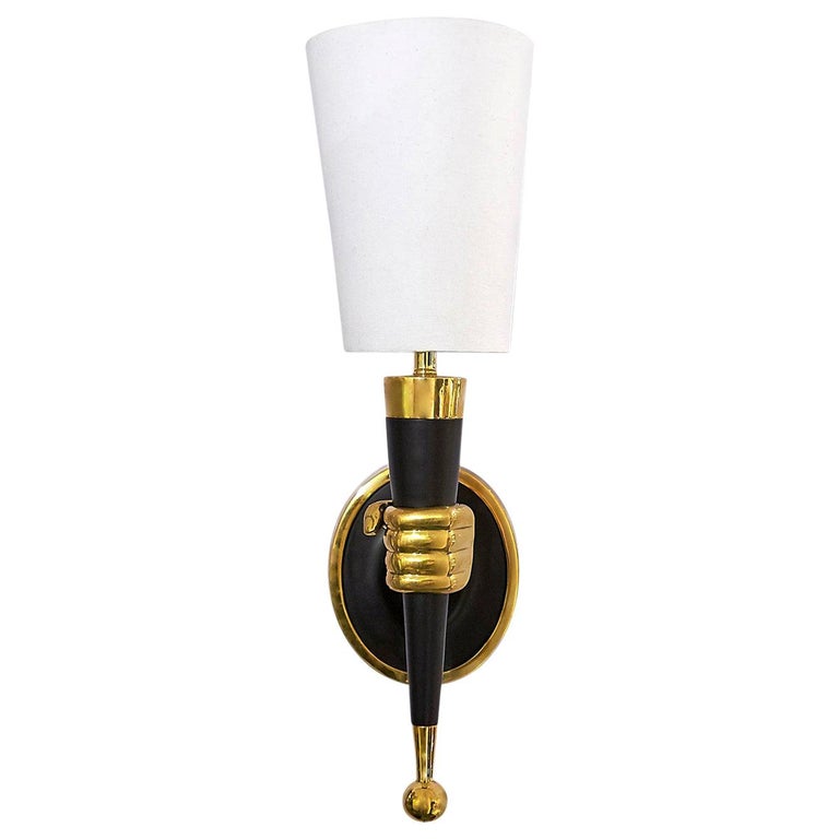 Brass Right Facing Hand Sconce For Sale at 1stDibs