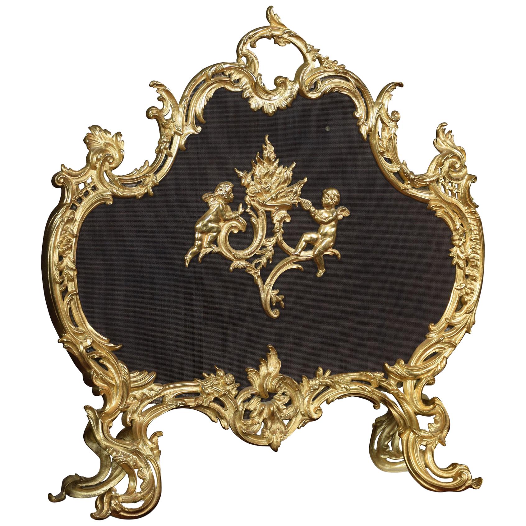 Brass Rococo Fire Screen at 1stDibs