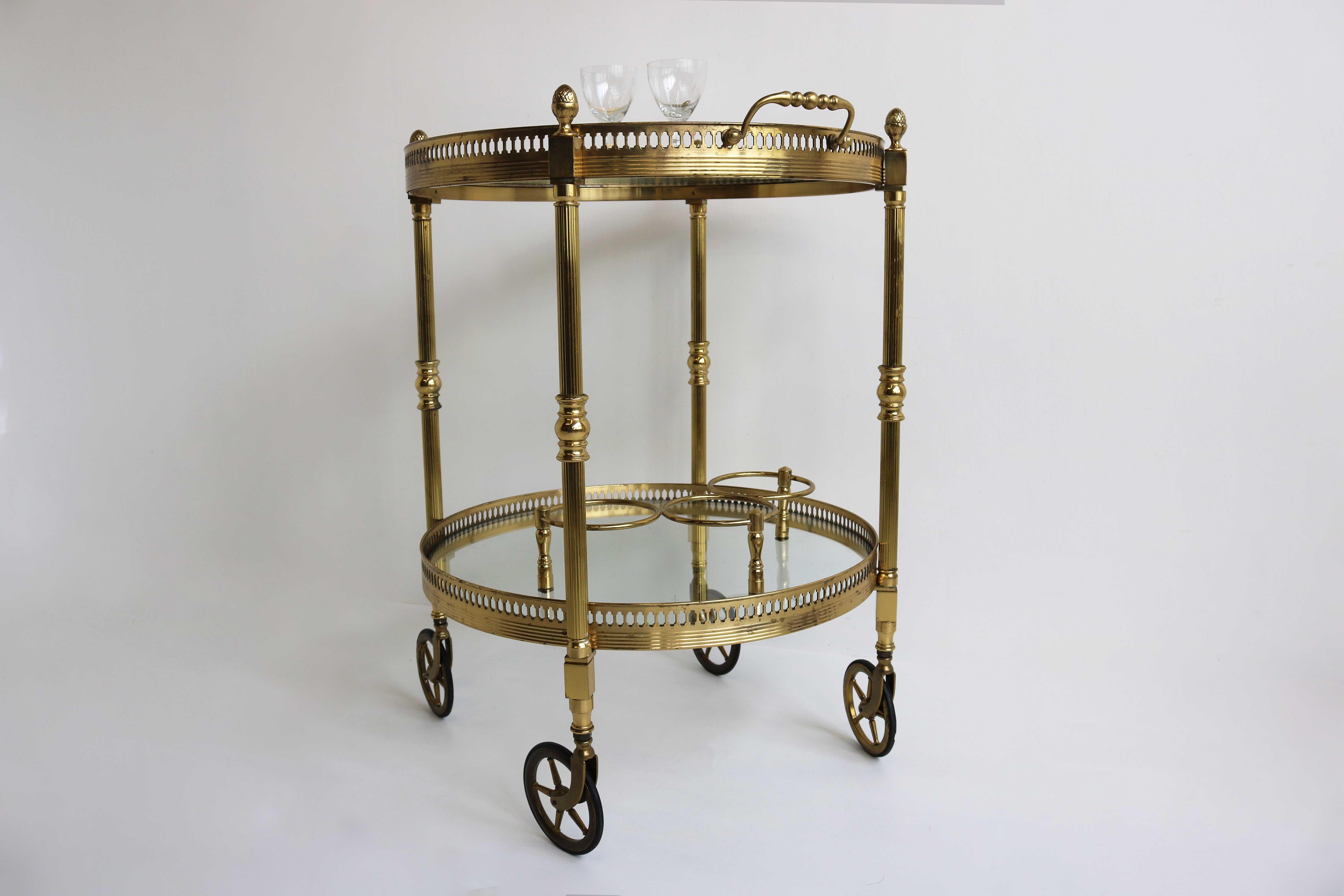 Brass Round Bar Cart, Drinks Trolley, Regency, Side Table, Maison ...