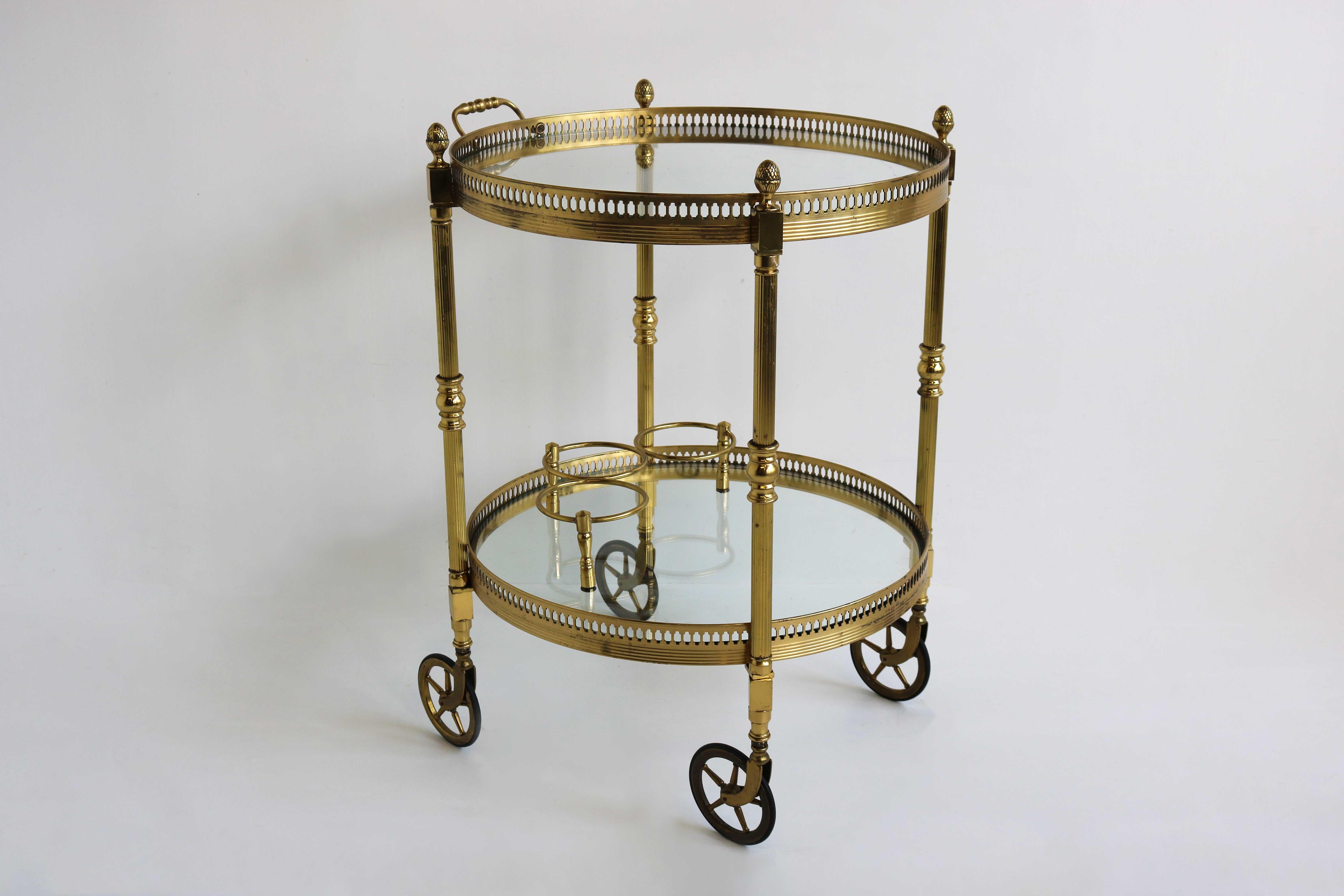 Brass Round Bar Cart, Drinks Trolley, Regency, Side Table, Maison ...