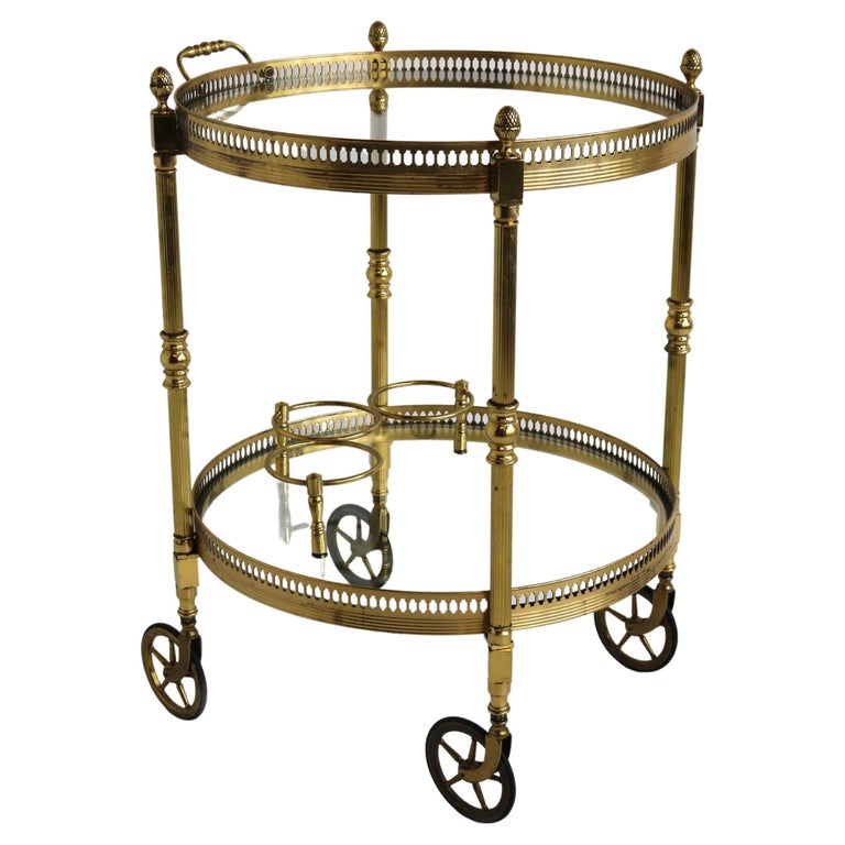 Brass Round Bar Cart, Drinks Trolley, Regency, Side Table, Maison ...