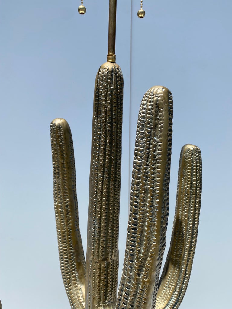 Brass Saguaro Cactus Sculpture / Floor Lamp For Sale at 1stDibs