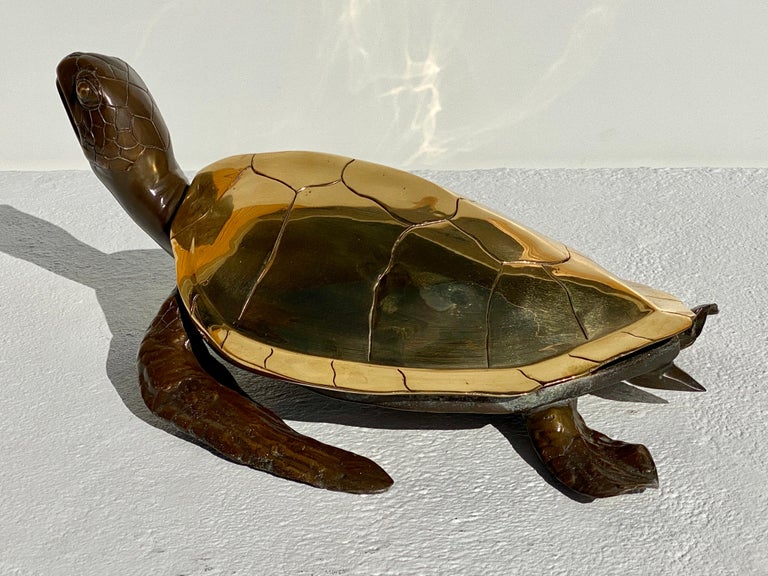 Brass Sea Turtle Sculpture / Box For Sale at 1stDibs