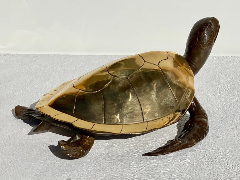 Brass Sea Turtle Sculpture / Box For Sale at 1stDibs