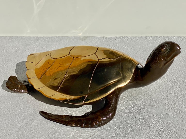 Brass Sea Turtle Sculpture / Box For Sale at 1stDibs