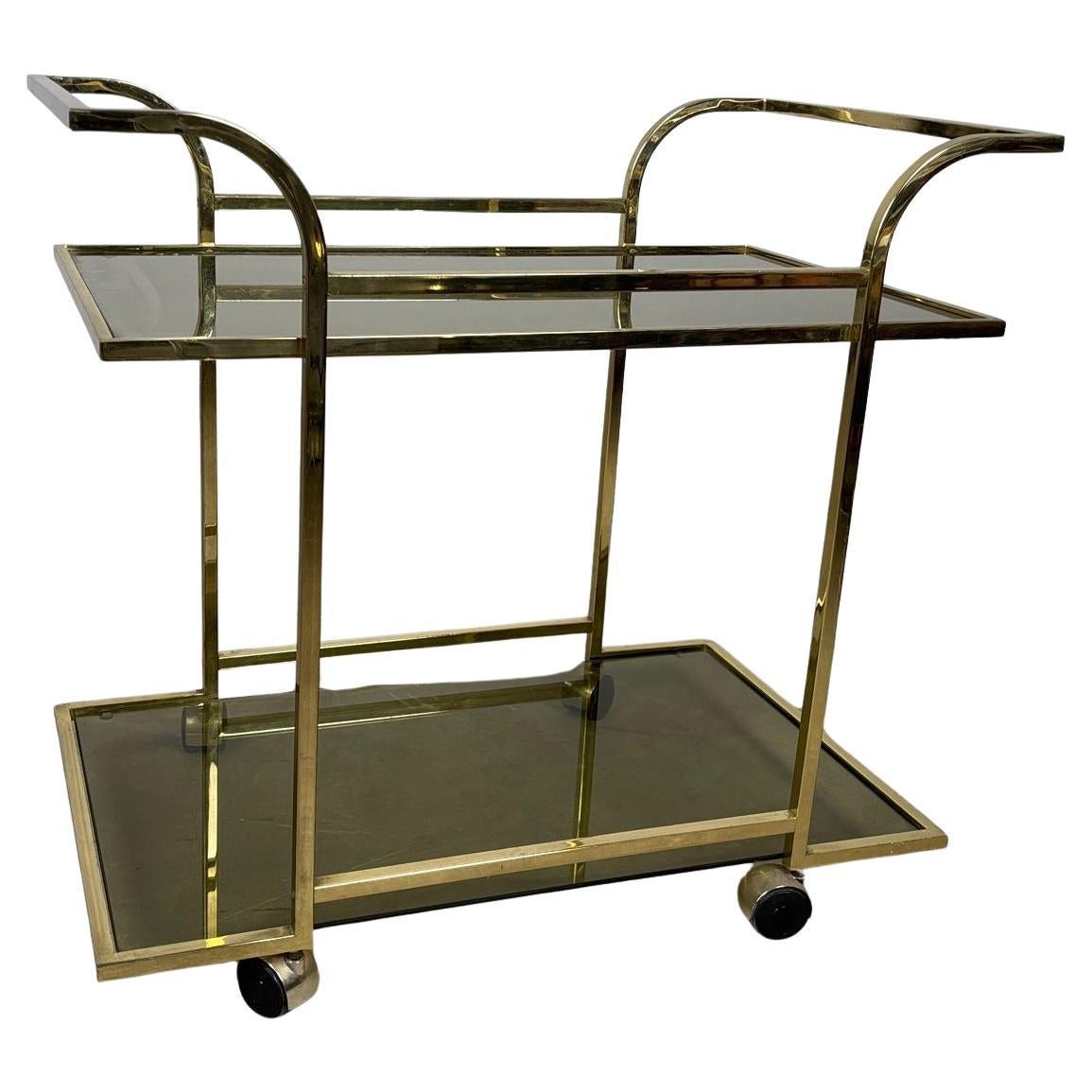 Vintage Serving Trolley by Cesare Lacca, Wood and Brass, Italy, 1950s ...