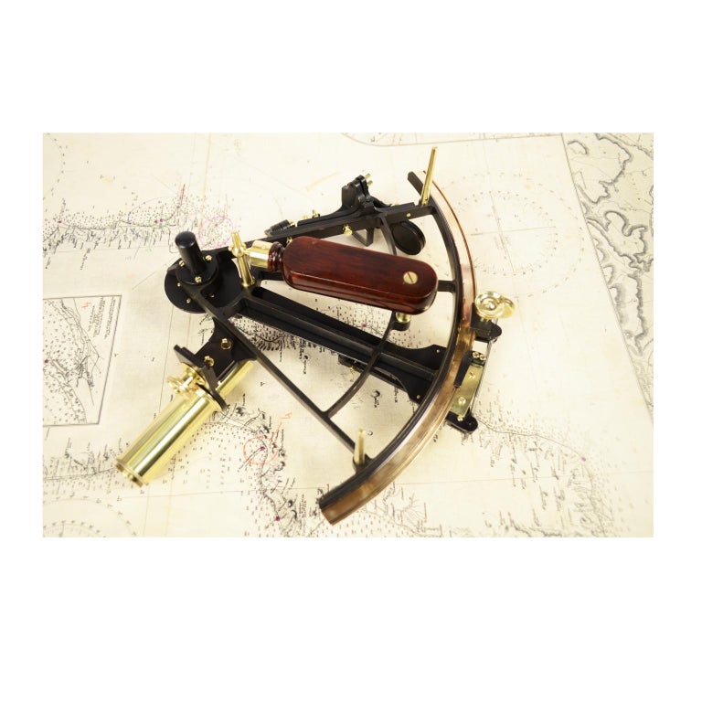 Brass Sextant in Mahogany Box Signed Buff and Buff Mfg Co Boston USA ...