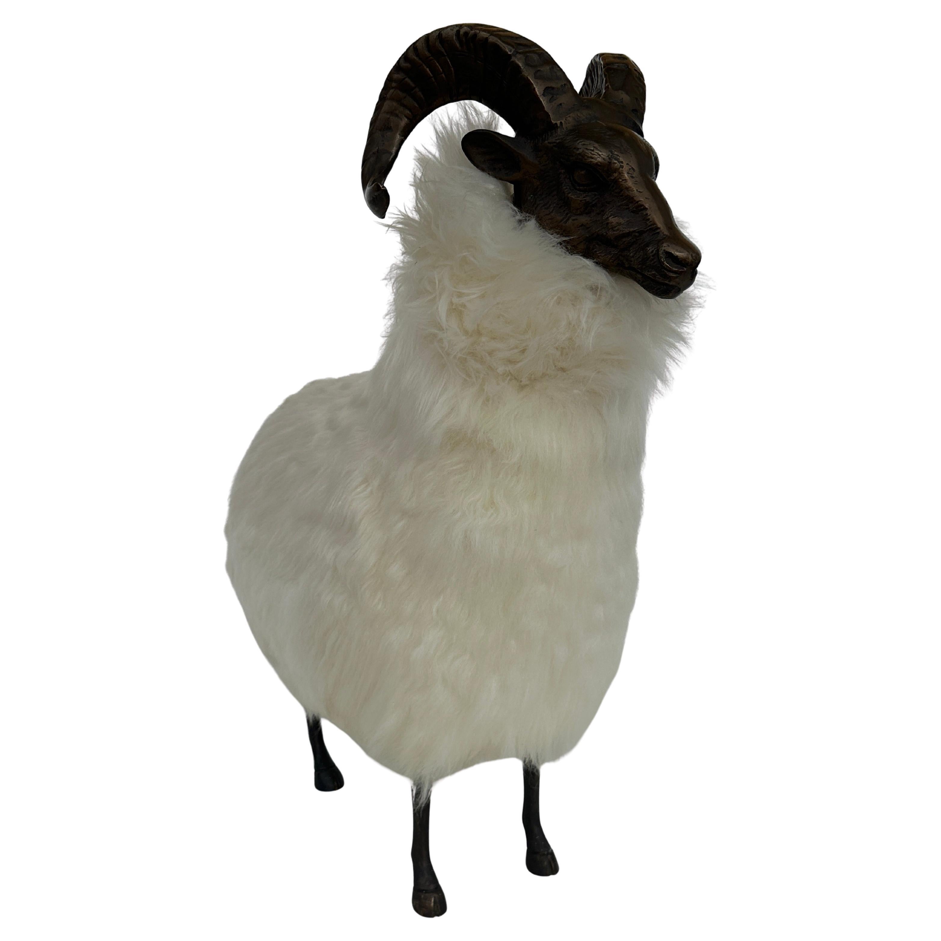 Large Italian Ceramic Bighorn Ram Sculpture For Sale at 1stDibs