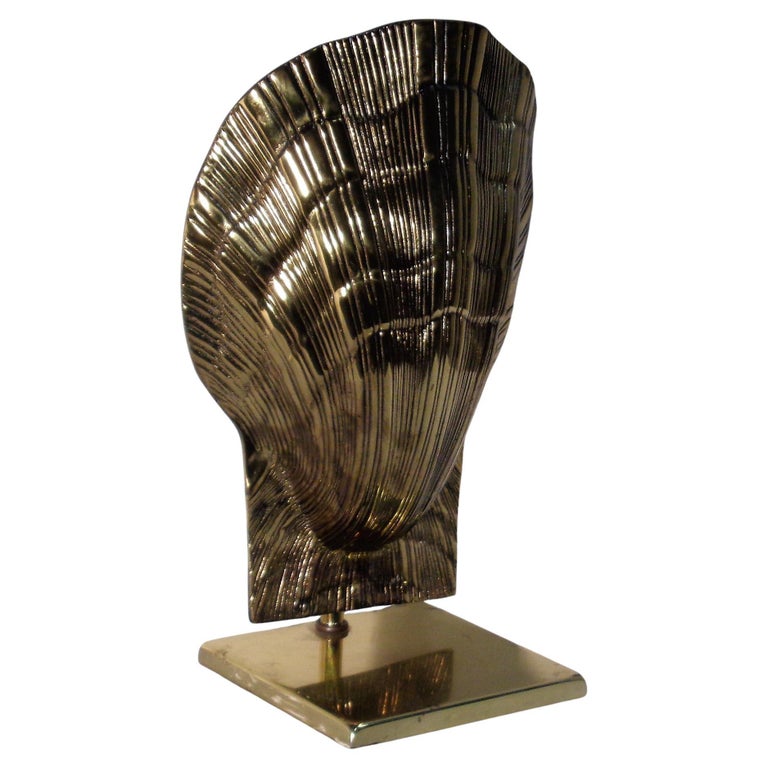 Brass Shell Lamp style of Tommaso Barbi at 1stDibs