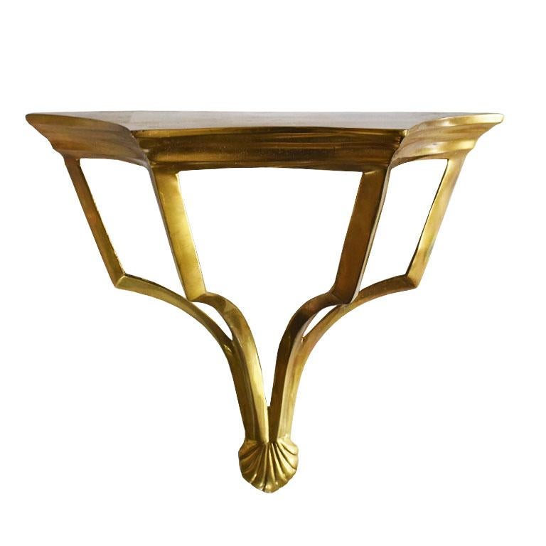 Brass Shell Motif Hanging Wall Shelves, Set of 2 India For Sale at 1stDibs