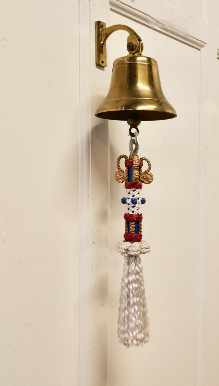 Brass Ships Bell with Royal Naval Bell Rope at 1stDibs