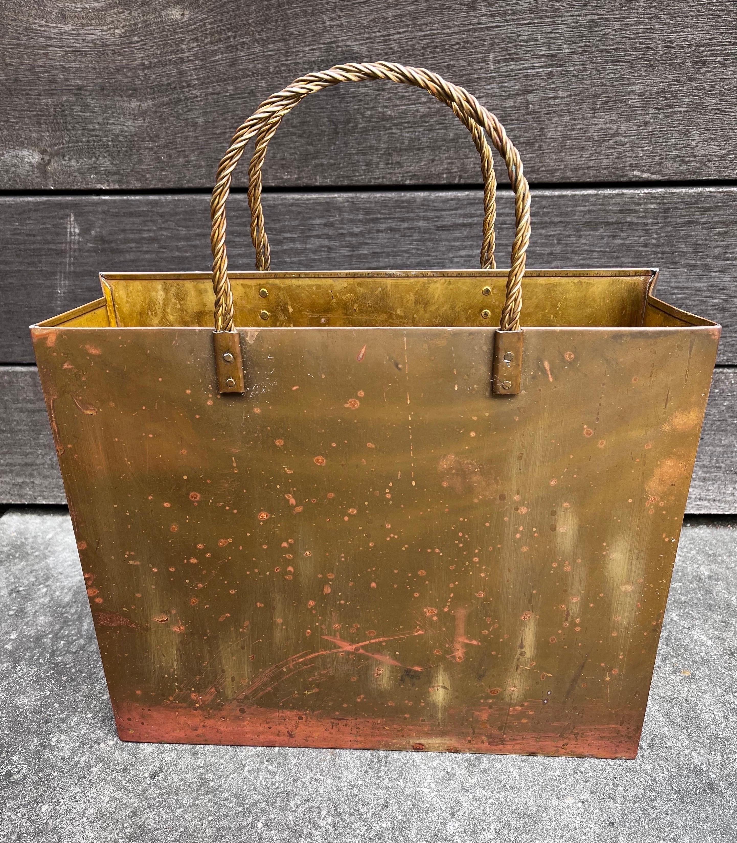 Brass "Shopping Bag" Magazine Holder / Trash Can, circa 1960 For Sale ...