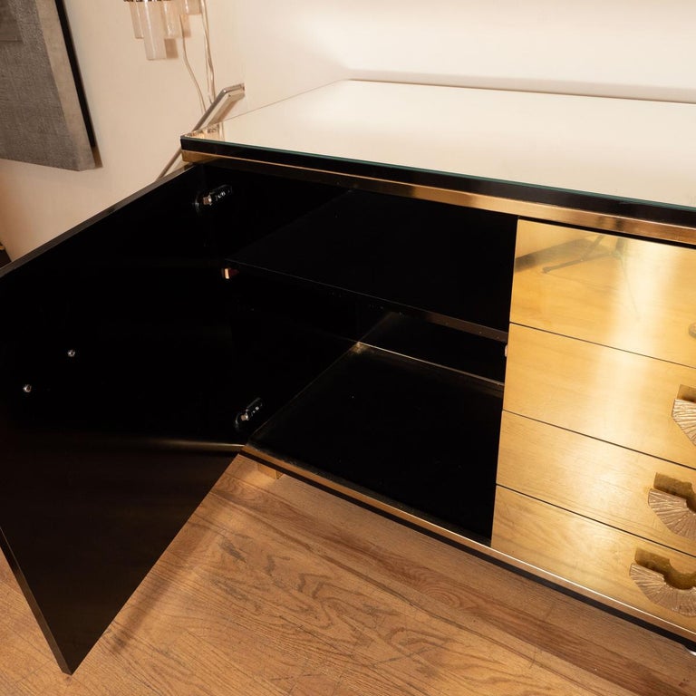 Brass Sideboard with Decorative Textured Details For Sale at 1stDibs