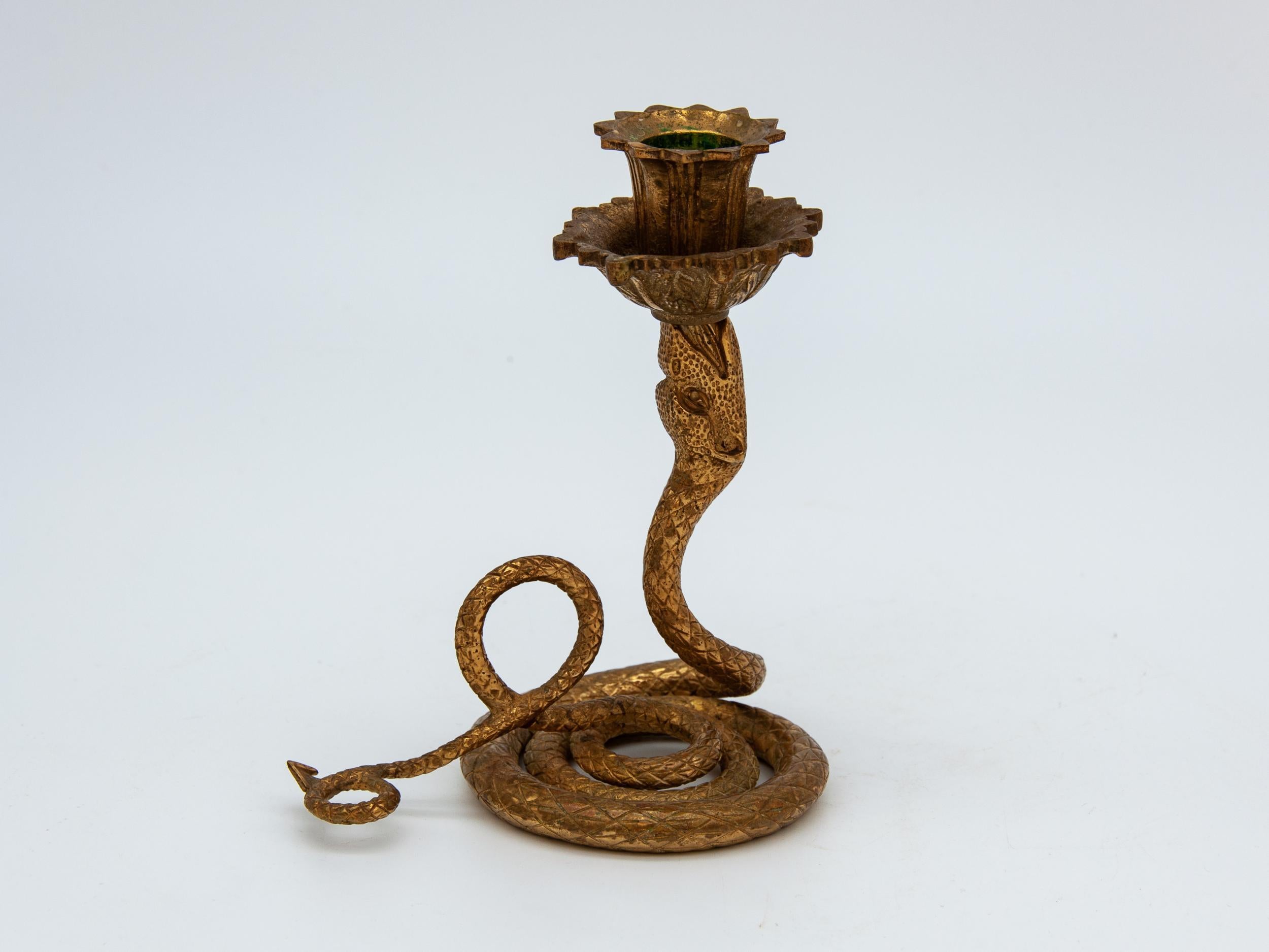 Brass Snake Candle Holder at 1stDibs | snake holder, snake candelabra ...